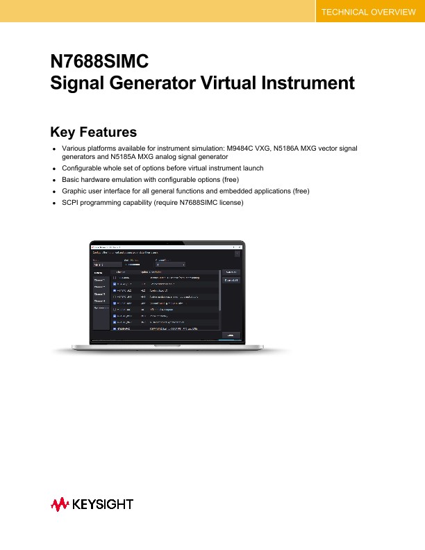 N7688SIMC Signal Generator Virtual Instrument Software PDF Asset Page | Keysight
